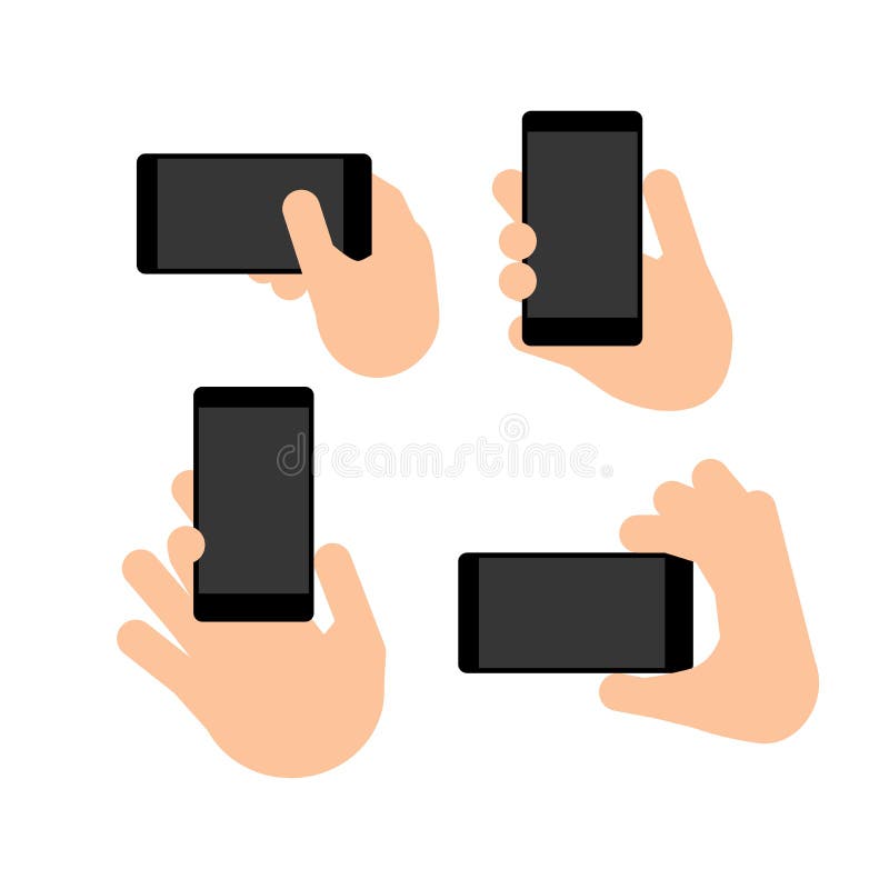 Hand Holds a Smart Phone in Vertical and Horizontal Position Stock ...