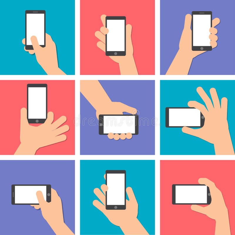 Hand Holds a Smart Phone in the Vertical Position. Stock Vector ...