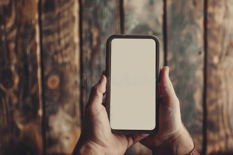 A Hand Holds a Smartphone with a Blank White Screen, Set Against a ...