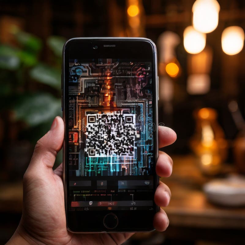 Hand Holding Smartphone Displaying a QR Code Stock Photo - Image of innovation, screen: 336701774