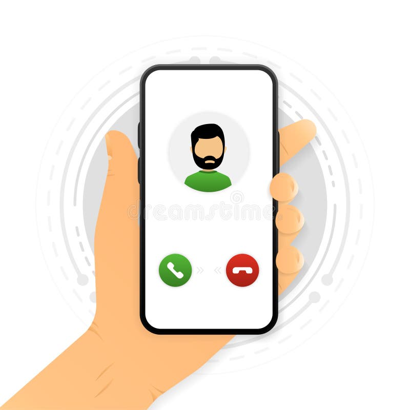 The Hand Holds a Smartphone with a Call. Mobile Communication Concept ...