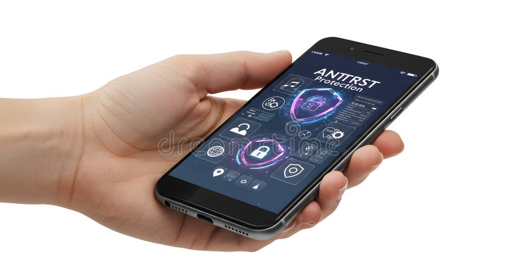 Mobile Antitrust Protection Stock Illustration - Illustration of user ...