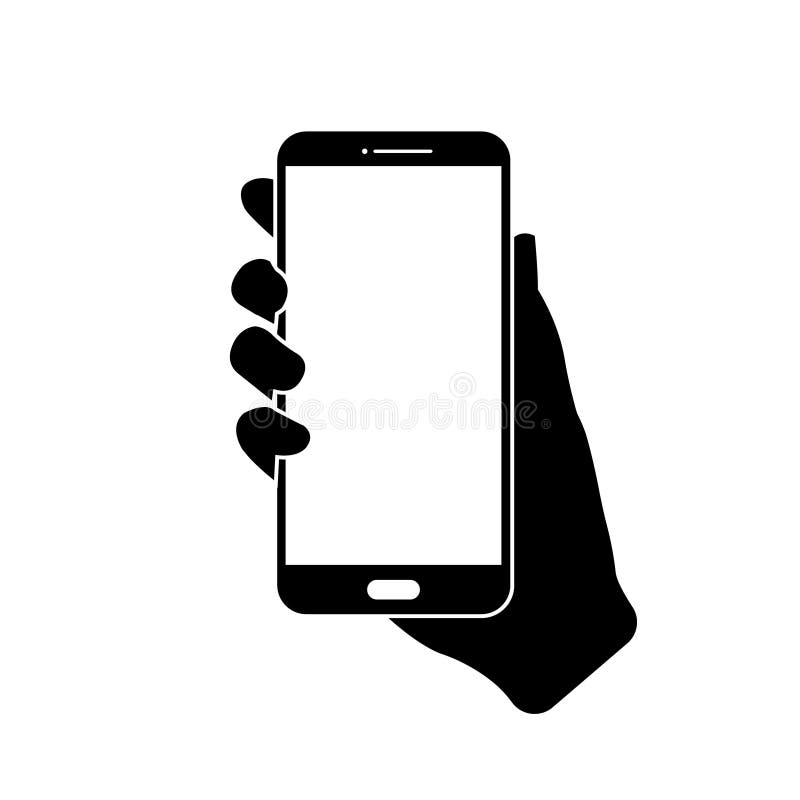 Hand Holds Smartphone Icon. Mobile Phone in Hand Stock Illustration ...
