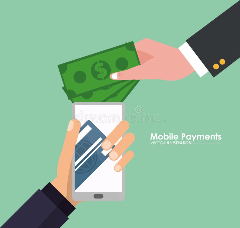 Hand Holds Smartphone Mobile Payment Money Virtual Stock Vector ...