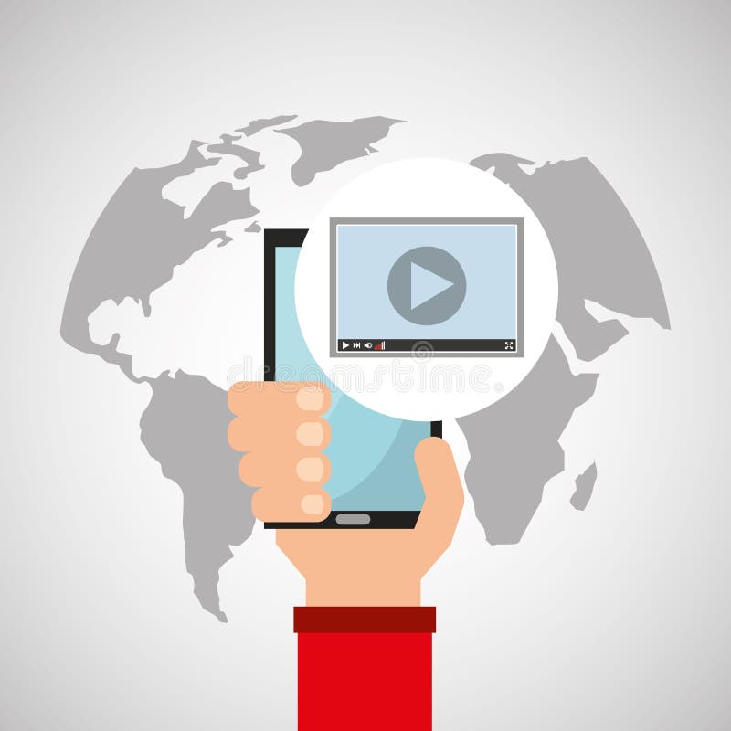 Smartphone and Multimedia Objects Stock Illustration - Illustration of ...