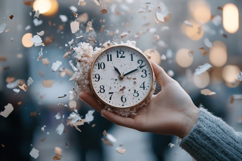 A Hand Holds a Soft, Melting Clock that Appears To Bend Like Liquid ...