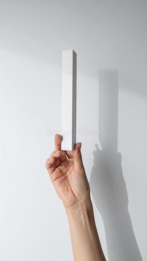 Hand Holds Tall Rectangular White Box in Bright Studio Lighting with Shadow Stock Illustration ...
