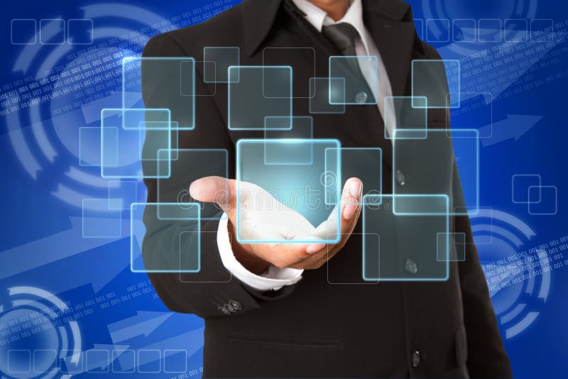 Hand Holds Touch Screen Buttons Stock Image - Image of concept ...