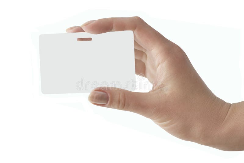 LeftFemale Hand Hold Blank White Card Mock-up. SIM Cellular Plastic NFC ...
