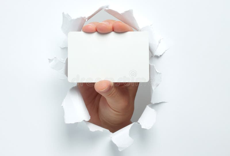 Hand holds white card stock photo. Image of advertising - 33775668