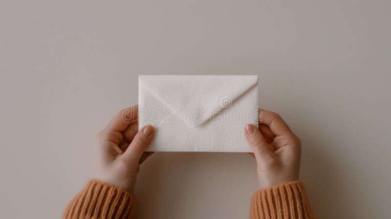 A Hand Holds a White Envelope Against a White Backdrop Stock Image ...