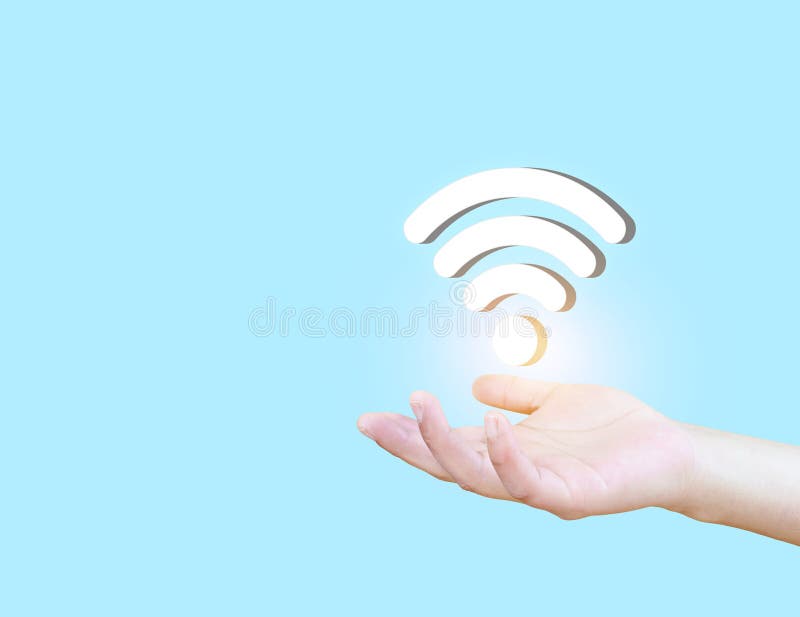Hand Holds Wi-Fi Symbol: Concept of Connection at Your Fingertips and ...
