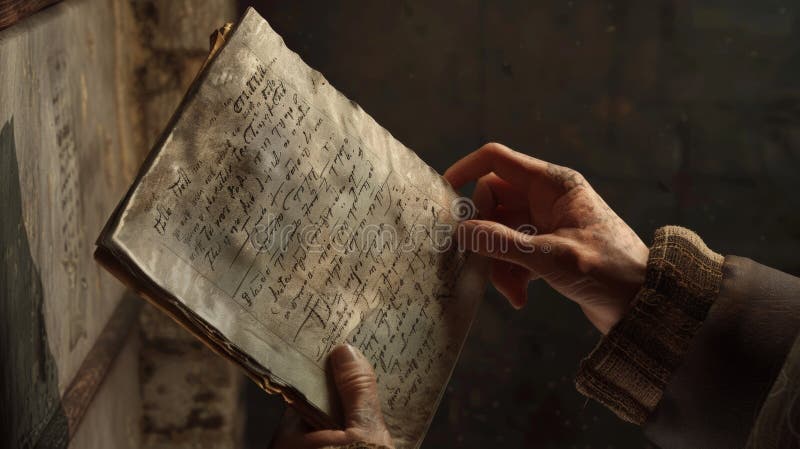 A Hand Holds a Worn Script Filled with Scribbled Notes and Annotations ...