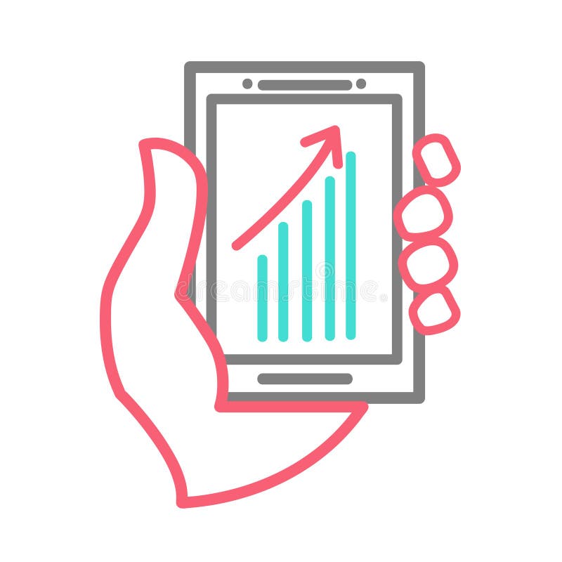Hand Holing Smart Phone with Chart Stock Vector - Illustration of ...