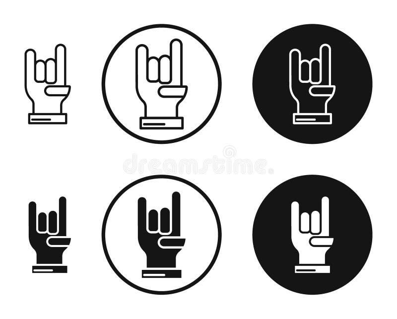 Hand Horns Vector Icon Set in Black and White Outlines Stock Vector ...