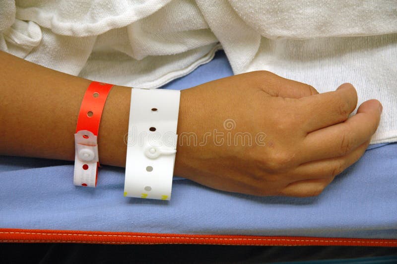 Hand with Hospital ID stock photo. Image of young, health - 214826