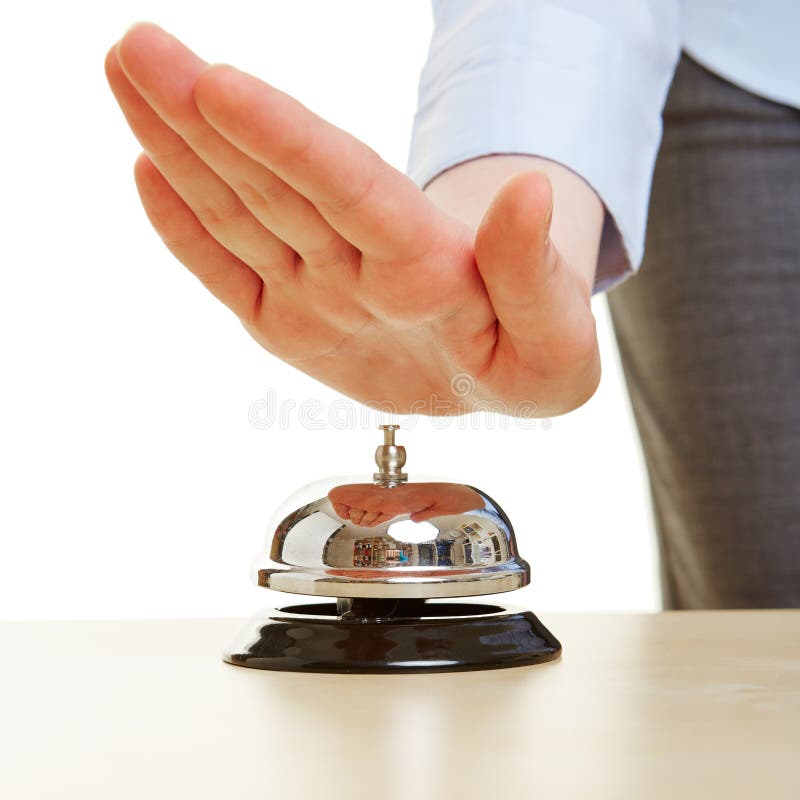 Hand with hotel bell stock photo. Image of person, lobby - 31650118