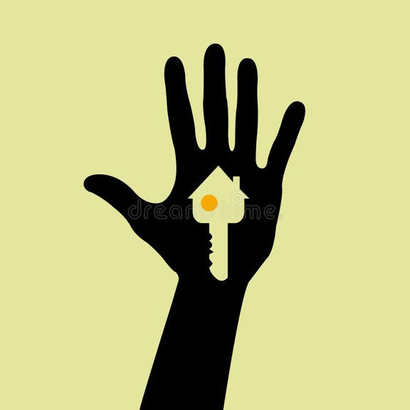 Hand hous key stock vector. Illustration of giving, house - 18423203