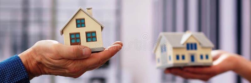 Hand House Swap and Property Insurance Stock Image - Image of ...