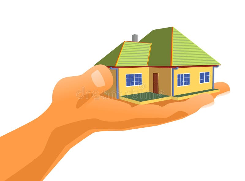 Hand with house stock vector. Illustration of hands, loan - 72405844