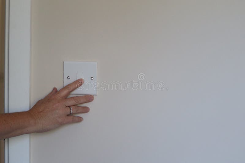 Hand on Household Electric Light Switch Stock Image - Image of ...