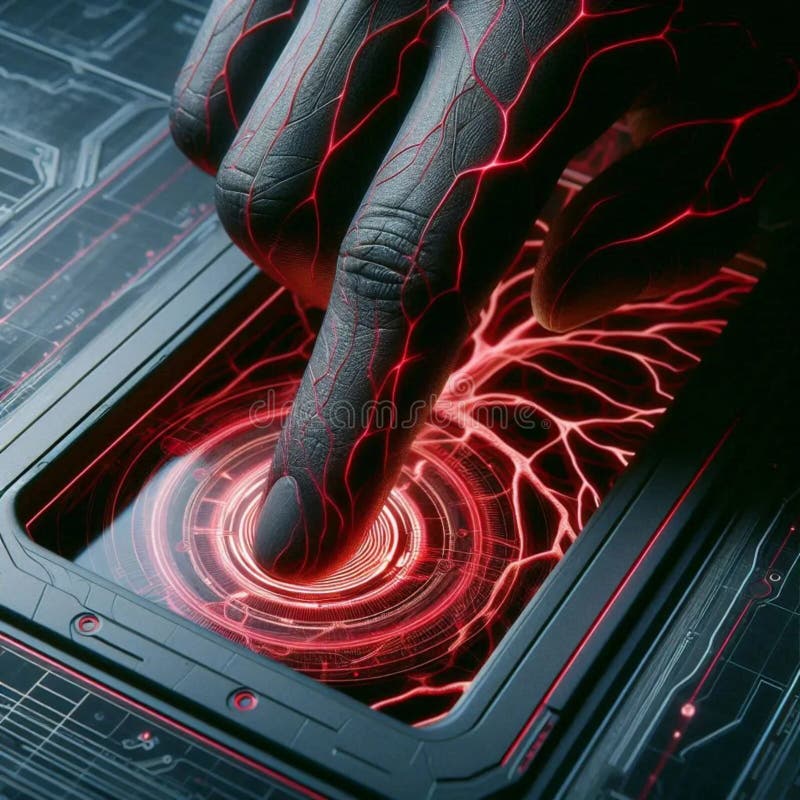 A Hand Hovering Over a Black Biometric Scanner, Ai Created Image Stock ...