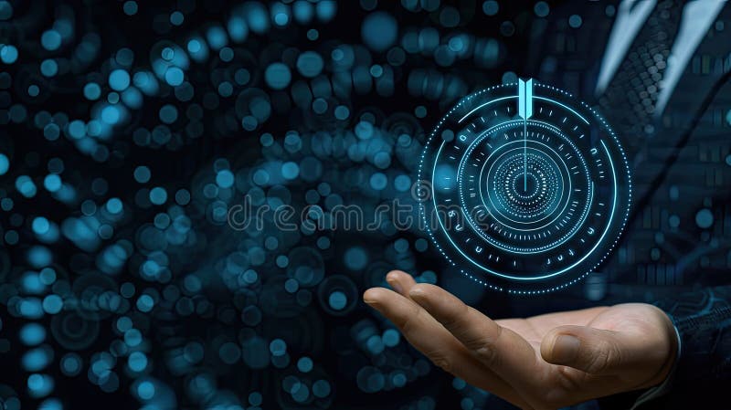A Hand Hovers Over a Digital Sphere Connected by Illuminated Lines and ...