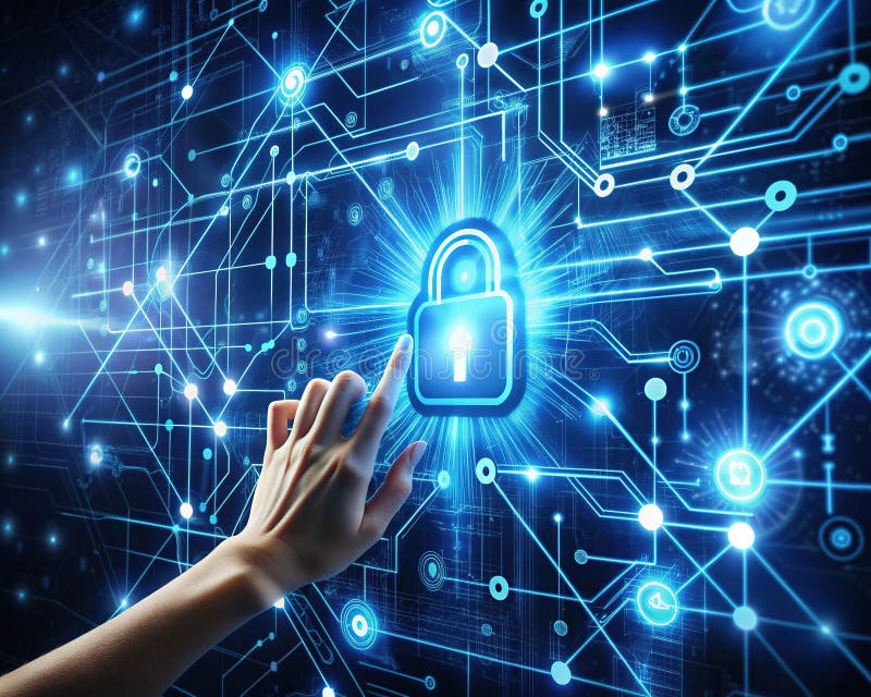 A Hand Hovers Over a Glowing Digital Interface, about To Click a Mouse ...