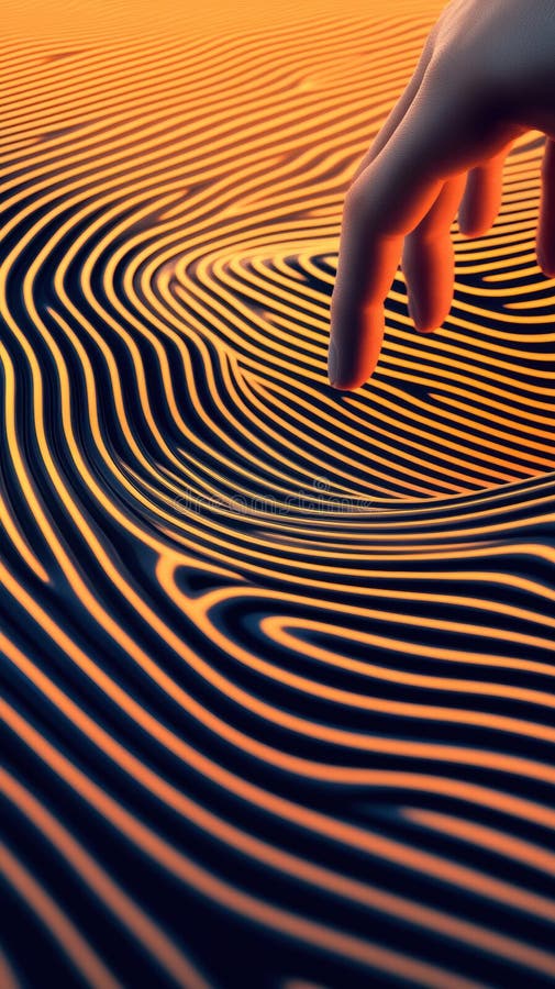 A Hand Hovers Over a Mesmerizing Pattern of Swirling Lines, Creating a ...