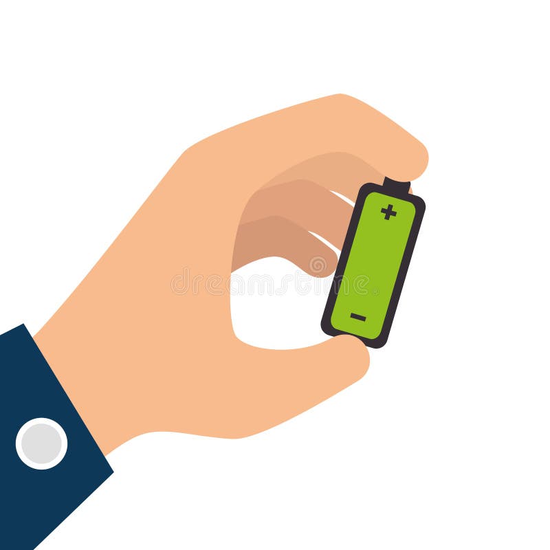 Hand Human with Battery Isolated Icon Stock Illustration - Illustration ...