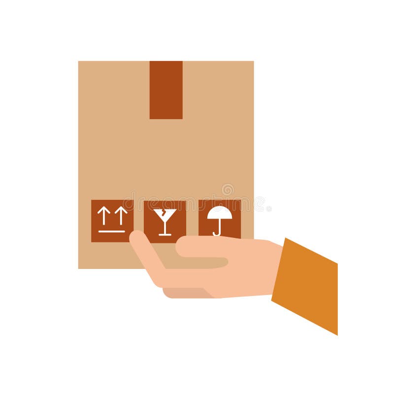 Hand Human with Box Carton Delivery Icon Stock Vector - Illustration of ...