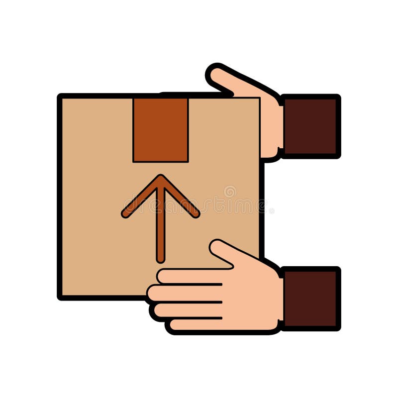 Hand Human with Box Carton Delivery Icon Stock Vector - Illustration of ...