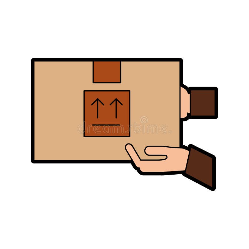 Hand Human with Box Carton Delivery Icon Stock Vector - Illustration of ...