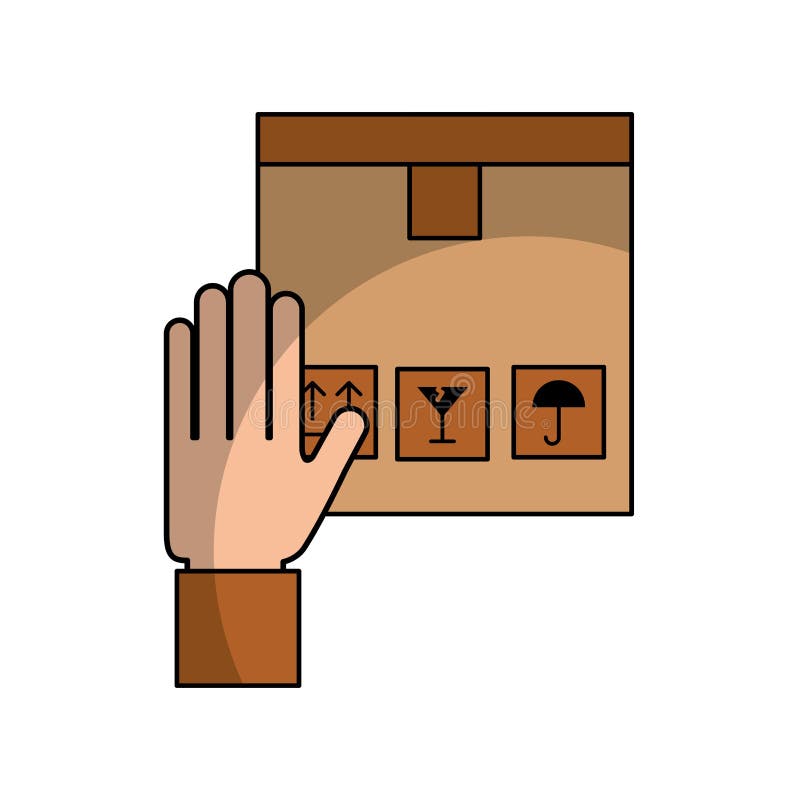 Hand Human with Box Carton Delivery Icon Stock Vector - Illustration of ...