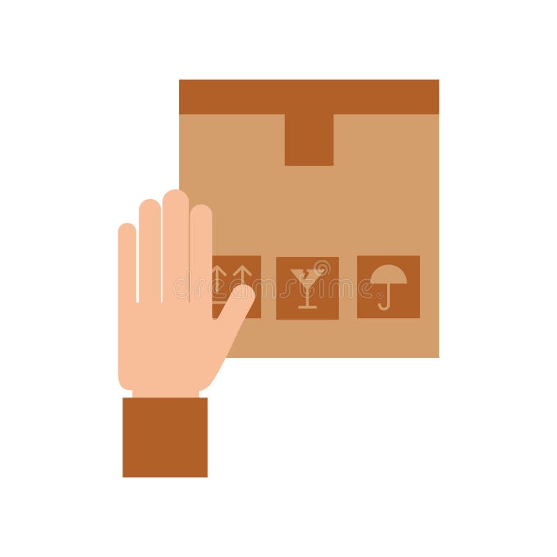 Hand Human with Box Carton Delivery Icon Stock Vector - Illustration of ...