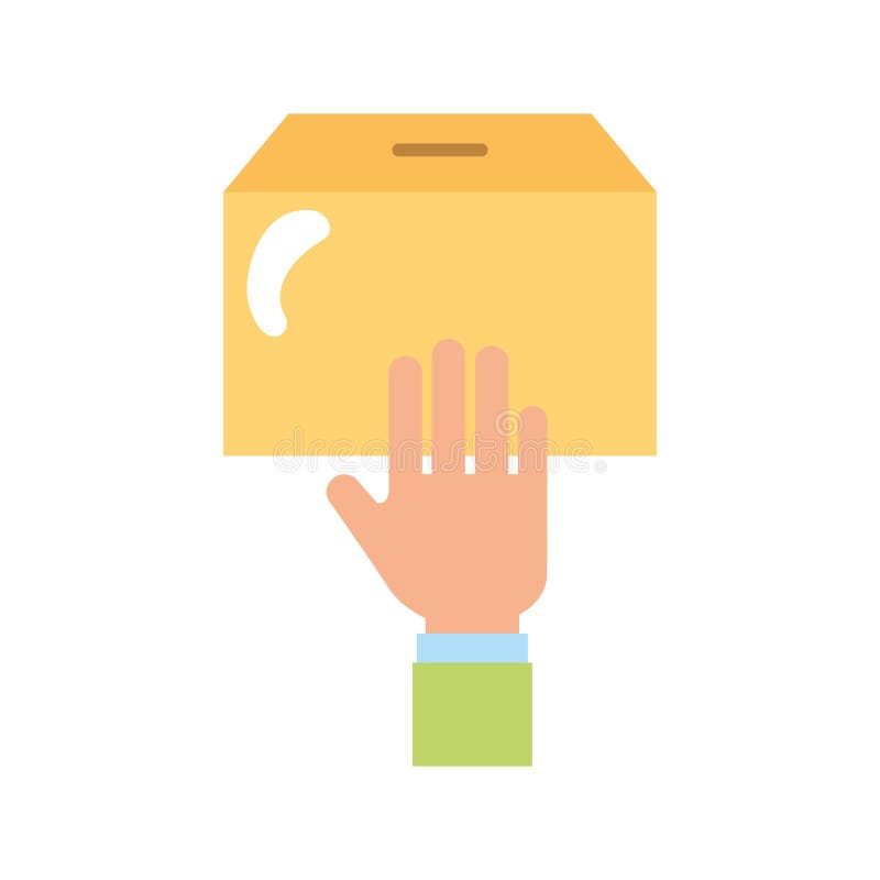 Hand Human with Box Carton Packing Icon Stock Vector - Illustration of ...