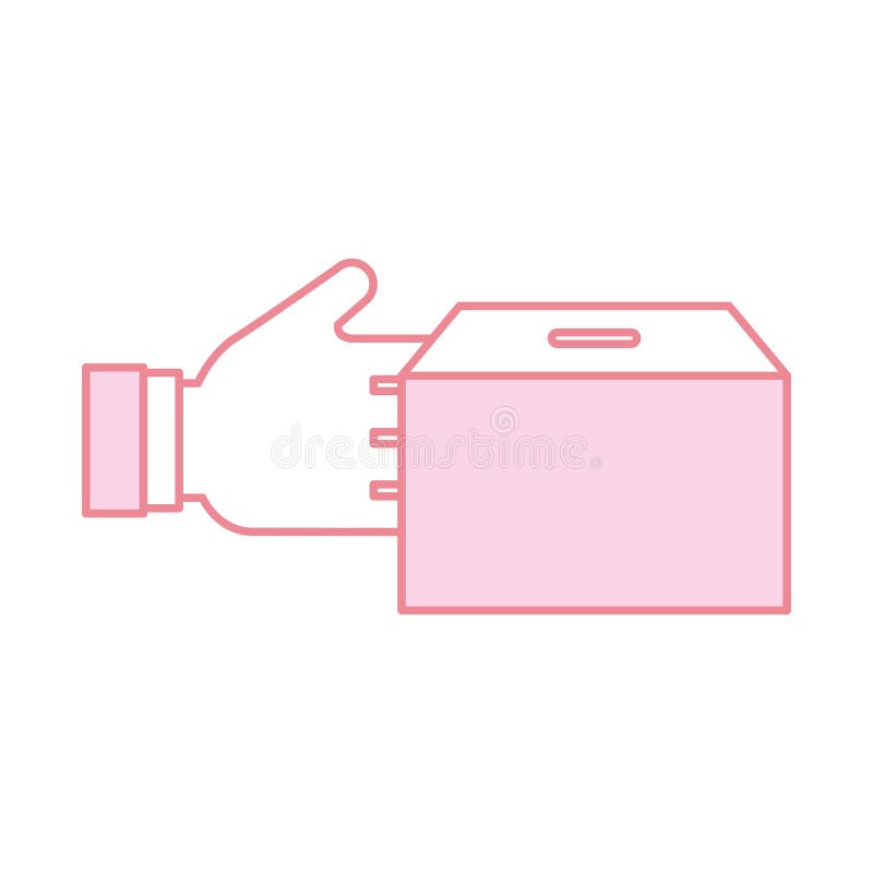 Hand Human with Box Carton Packing Icon Stock Vector - Illustration of ...