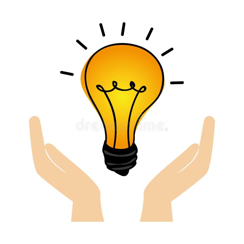 Hand Human with Bulb Light Education Icon Stock Vector - Illustration ...