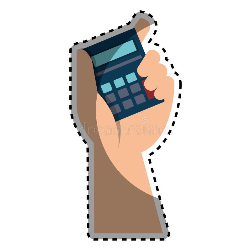 Hand Human with Calculator Math Isolated Icon Stock Vector ...