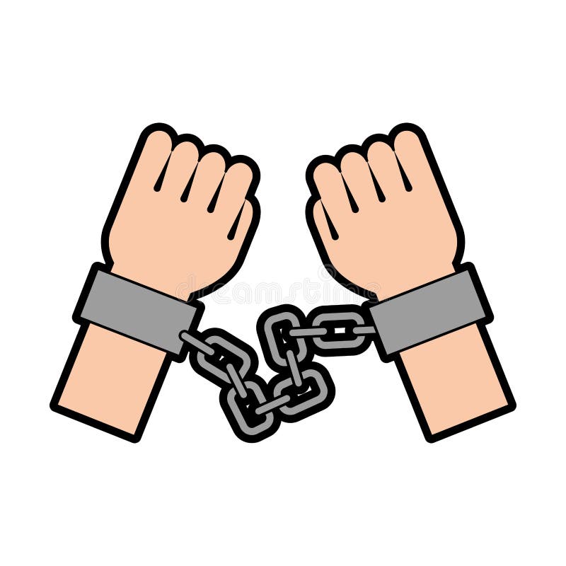 Hand human with chains stock vector. Illustration of manacle - 92906915