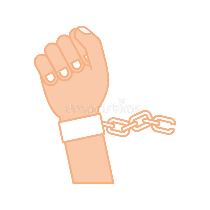 Hand human with chains stock vector. Illustration of arrest - 92907007