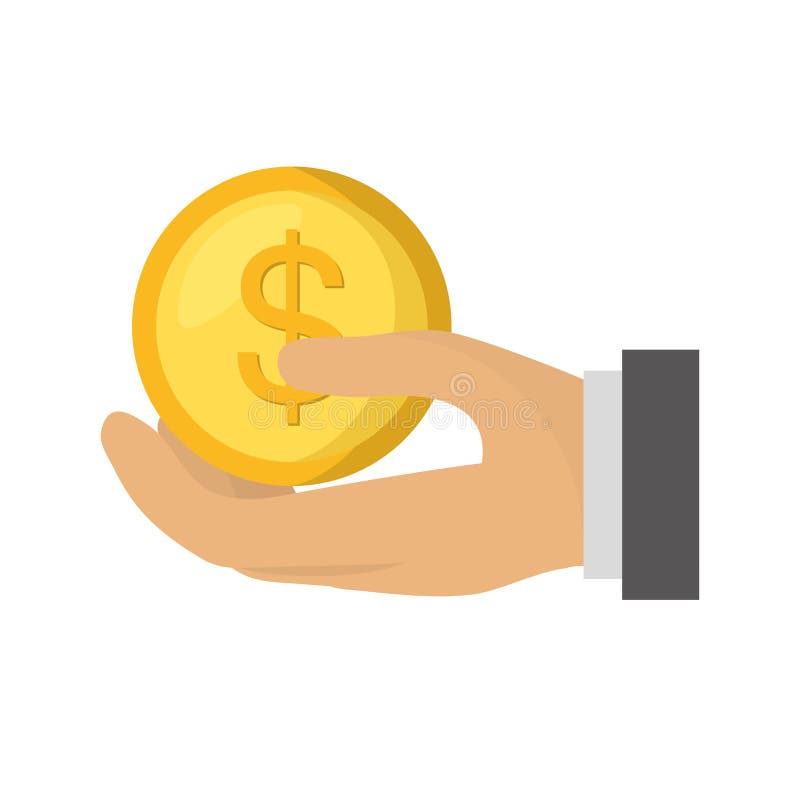 Hand Human with Coins Dollar Isolated Icon Stock Vector - Illustration ...