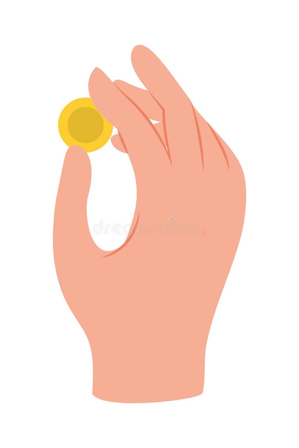 Hand human with coin stock vector. Illustration of golden - 273092042