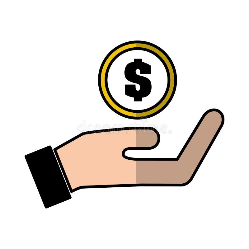 Hand Human with Coin Isolated Icon Stock Vector - Illustration of ...