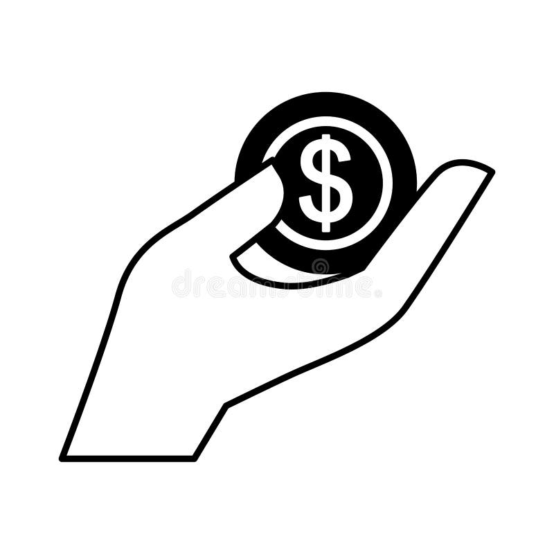 Hand Human with Coin Money Dollar Icon Stock Vector - Illustration of ...