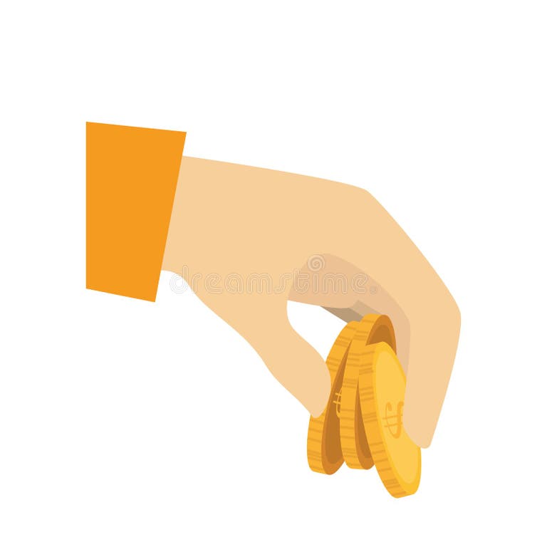 Hand human with coin stock vector. Illustration of economy - 81735734