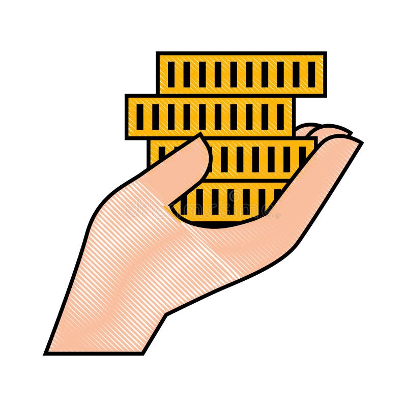 Hand Human with Coins Money Dollar Icon Stock Vector - Illustration of ...