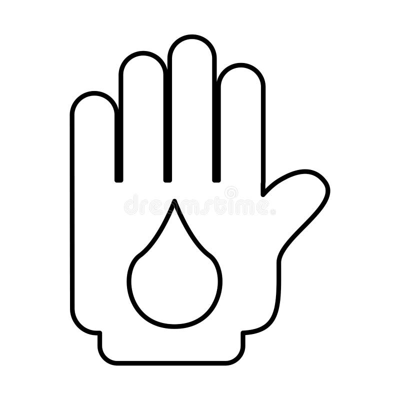 Hand Human with Drop Silhouette Isolated Icon Stock Vector ...
