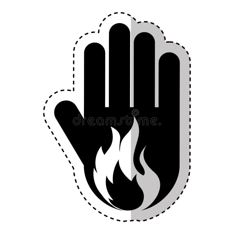 Hand Human with Fire Flame Silhouette Icon Stock Vector - Illustration ...