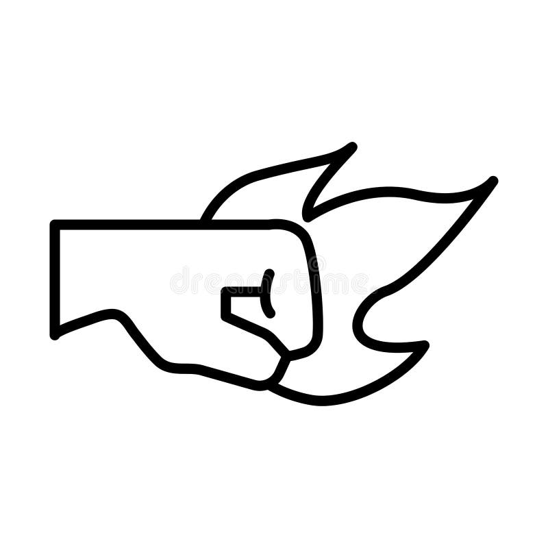 Hand Human Fist Protesting with Fire Flame Line Style Icon Stock Vector ...